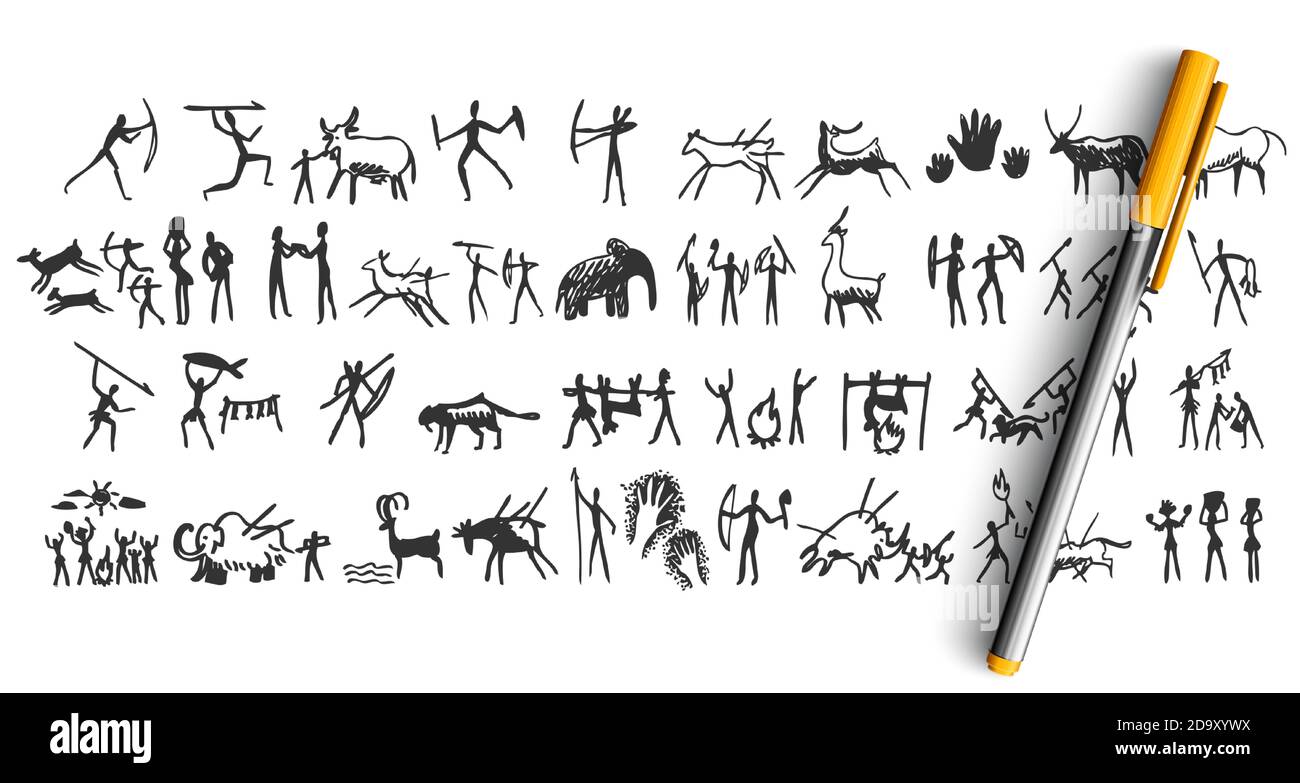 Stone age doodle set Stock Vector Image & Art - Alamy