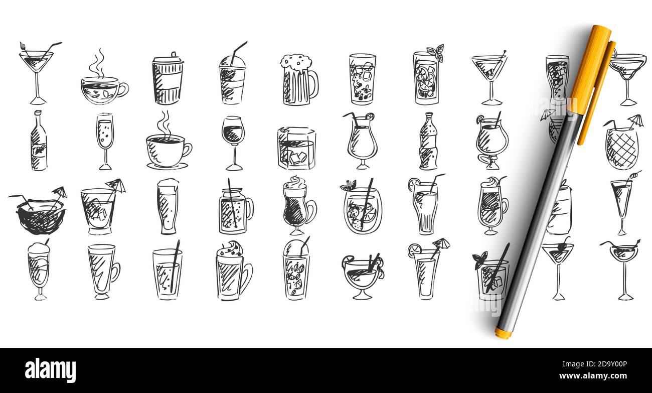 Cocktails doodle set Stock Vector Image & Art - Alamy