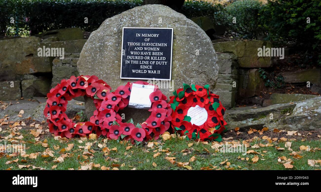 Wreaths in the Garden of Remembrance in High Lea Park, New Mills ...