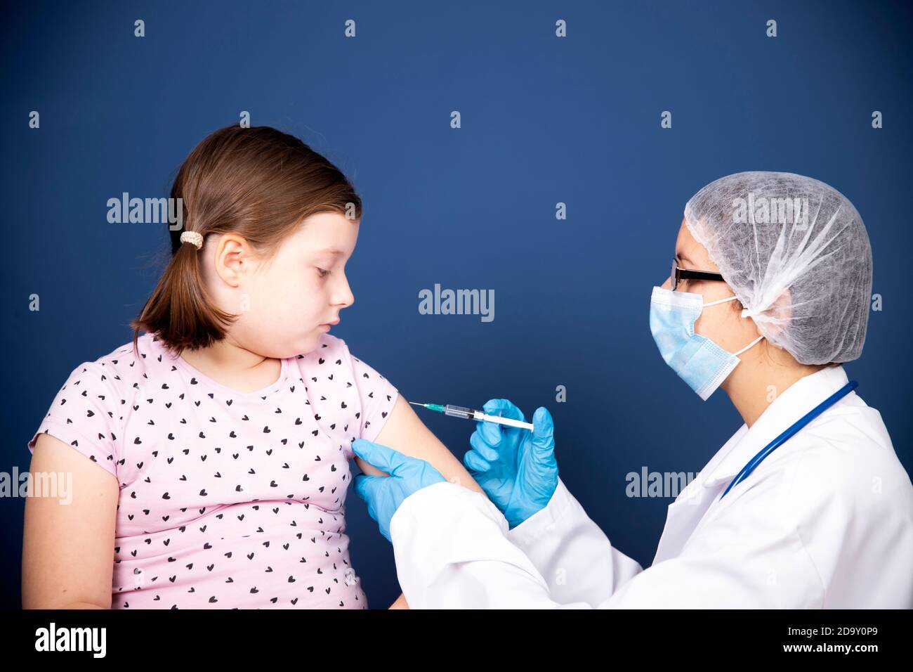 Children vaccinating immunization concept. Doctor injecting vaccination ...
