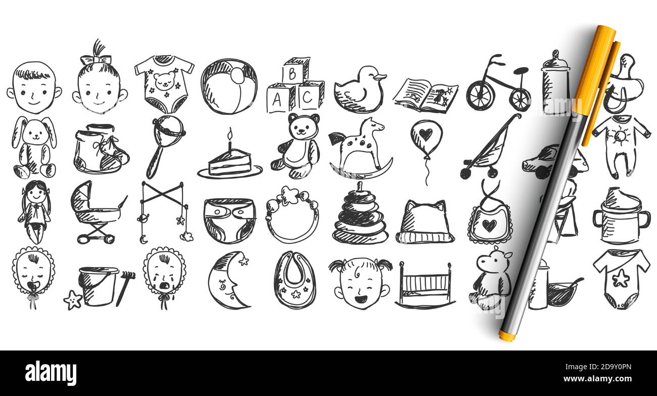 Childhood doodle set Stock Vector Image & Art - Alamy