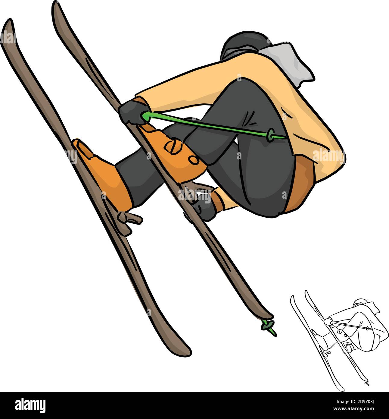Skier jumping vector illustration sketch doodle hand drawn with black ...