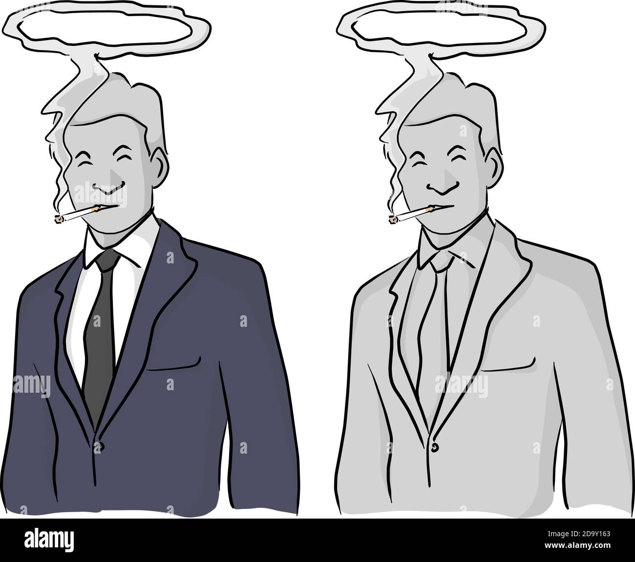dead businessman smoking with halo on his head vector illustration ...