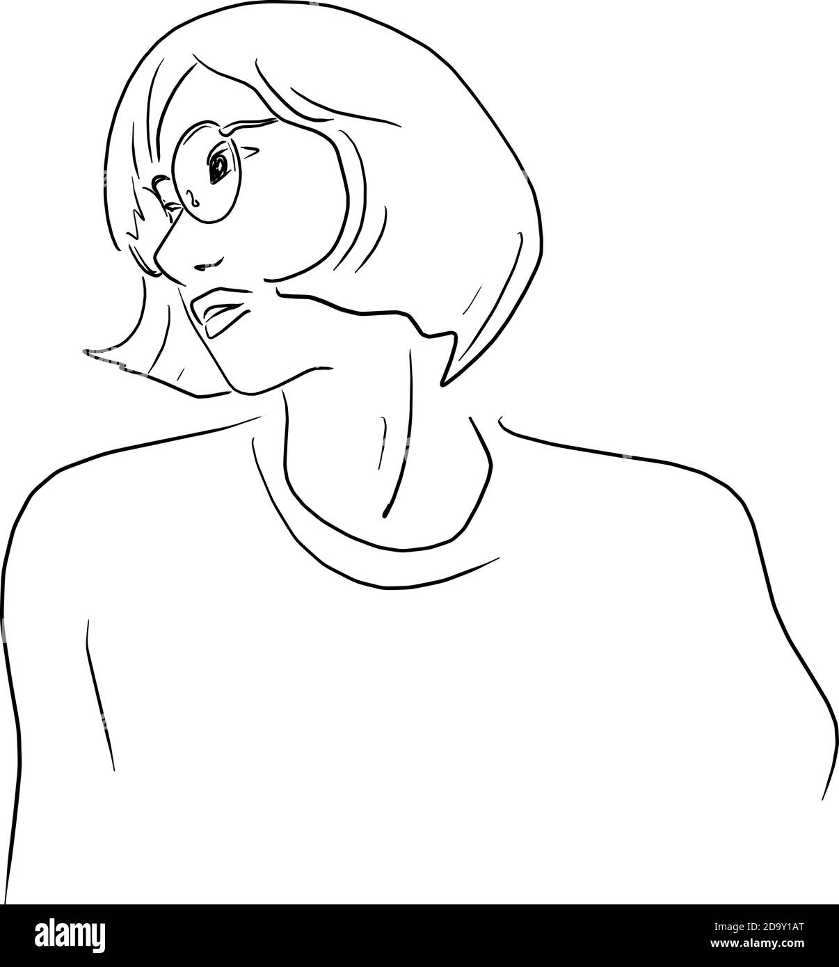 woman wearing glasses with short hair vector illustration sketch doodle ...