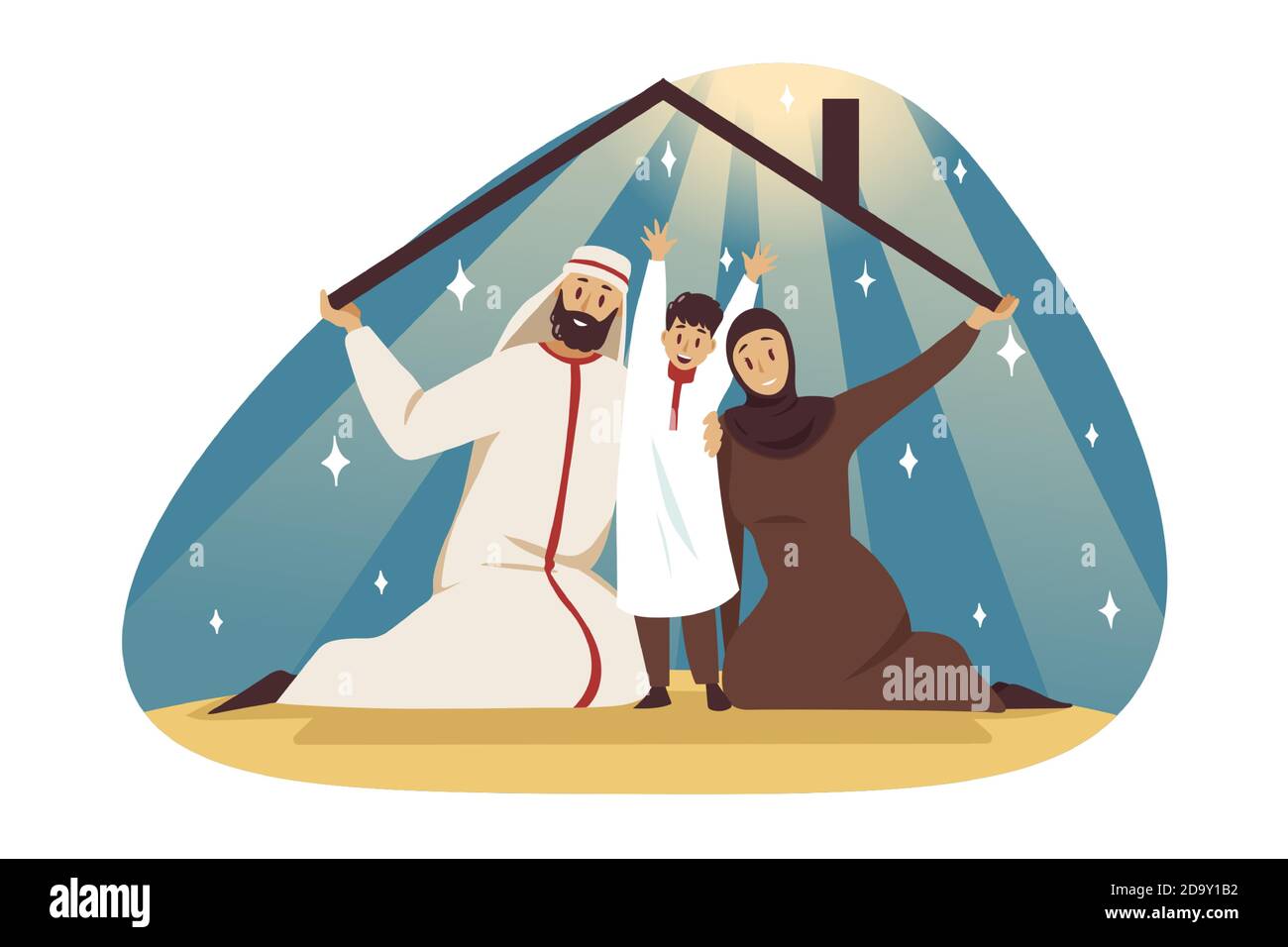 Family housing happy arabic hi-res stock photography and images - Alamy