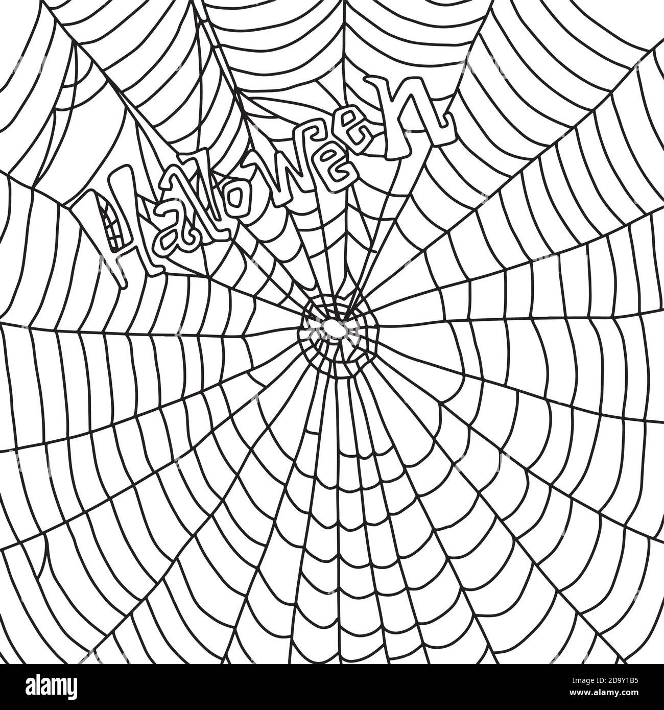 spider web with the word Halloween vector illustration sketch doodle ...
