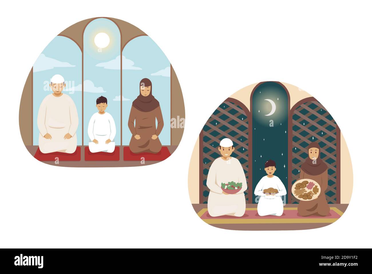 Islam, prayer, family, religion set concept Stock Vector Image & Art ...