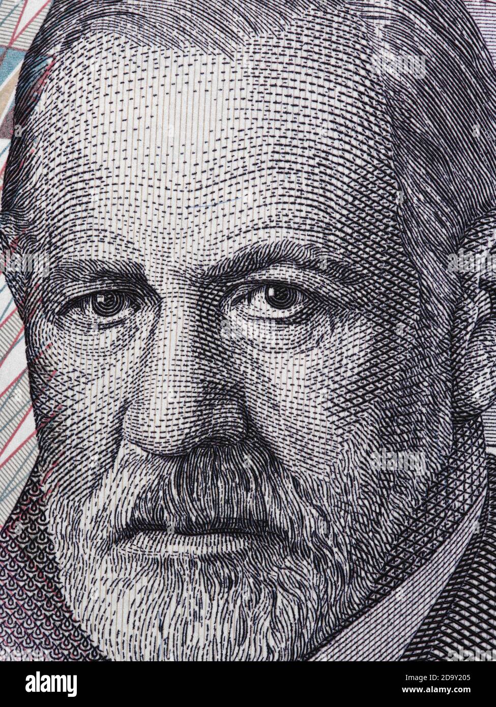 Sigmund Freud face portrait on Austria 50 schilling banknote closeup ...