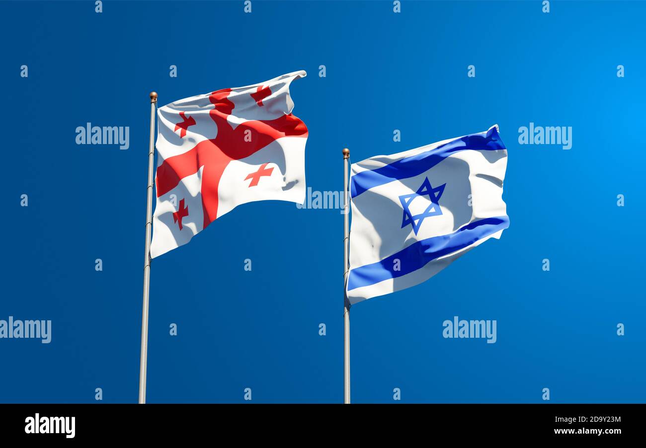 Beautiful national state flags of Georgia and Israel together at the ...
