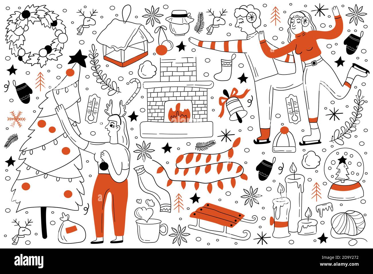 Winter doodle set Stock Vector Image & Art - Alamy