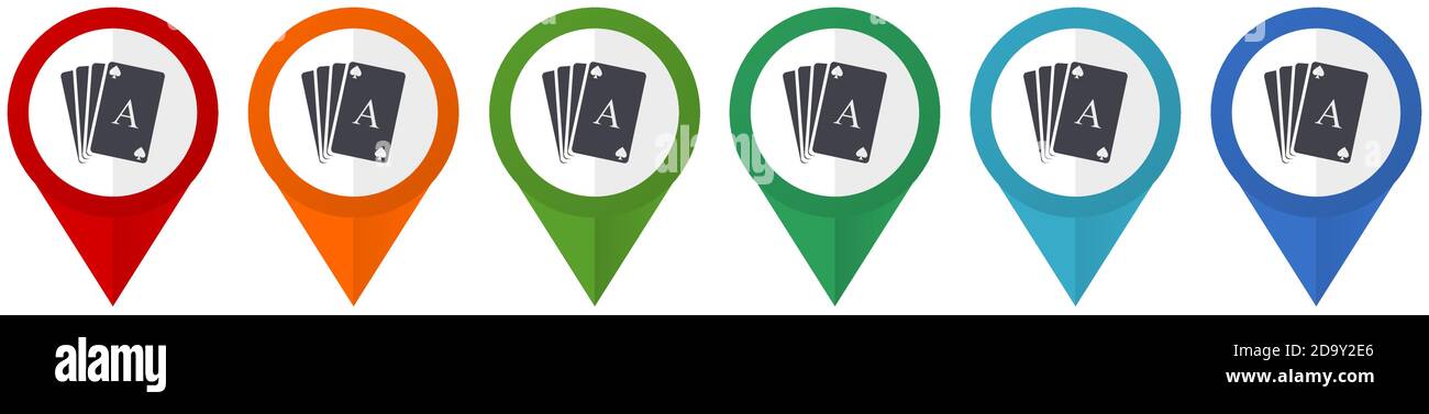 Card vector pointers, set of colorful flat design icons isolated on ...