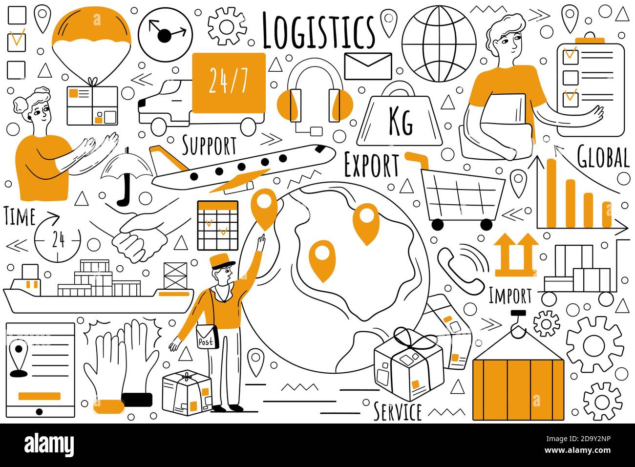 Logistics doodle set Stock Vector Image & Art - Alamy