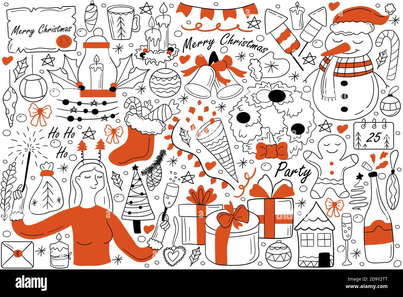 Merry Christmas doodle set Stock Vector Image & Art - Alamy