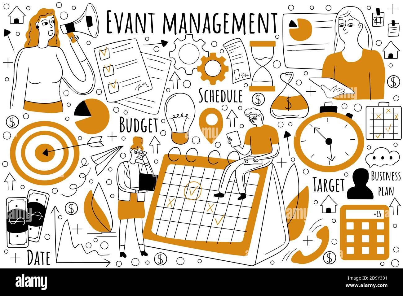 Event management doodle set Stock Vector Image & Art - Alamy