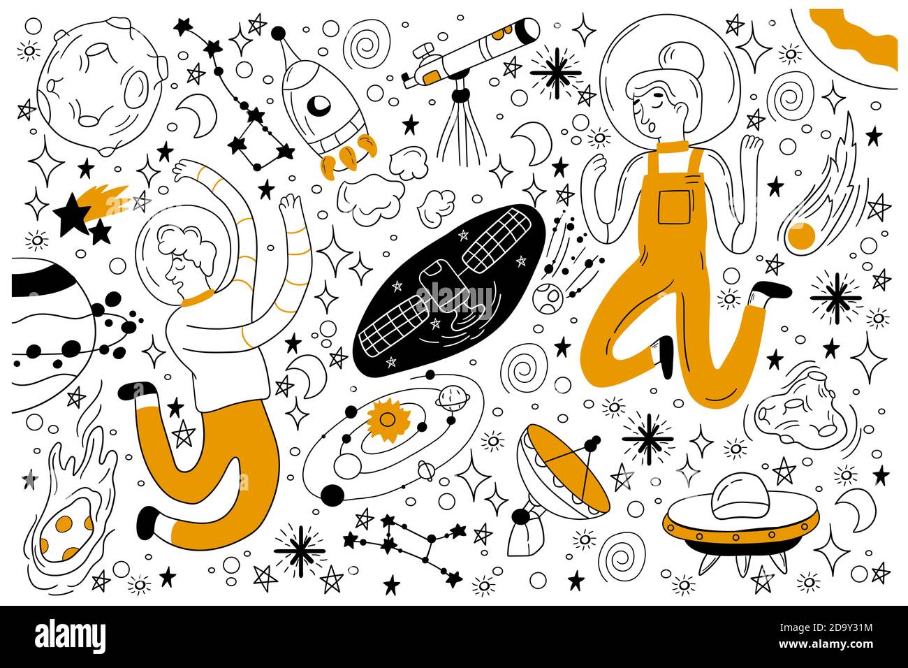 Drawing space station art black Cut Out Stock Images & Pictures - Alamy