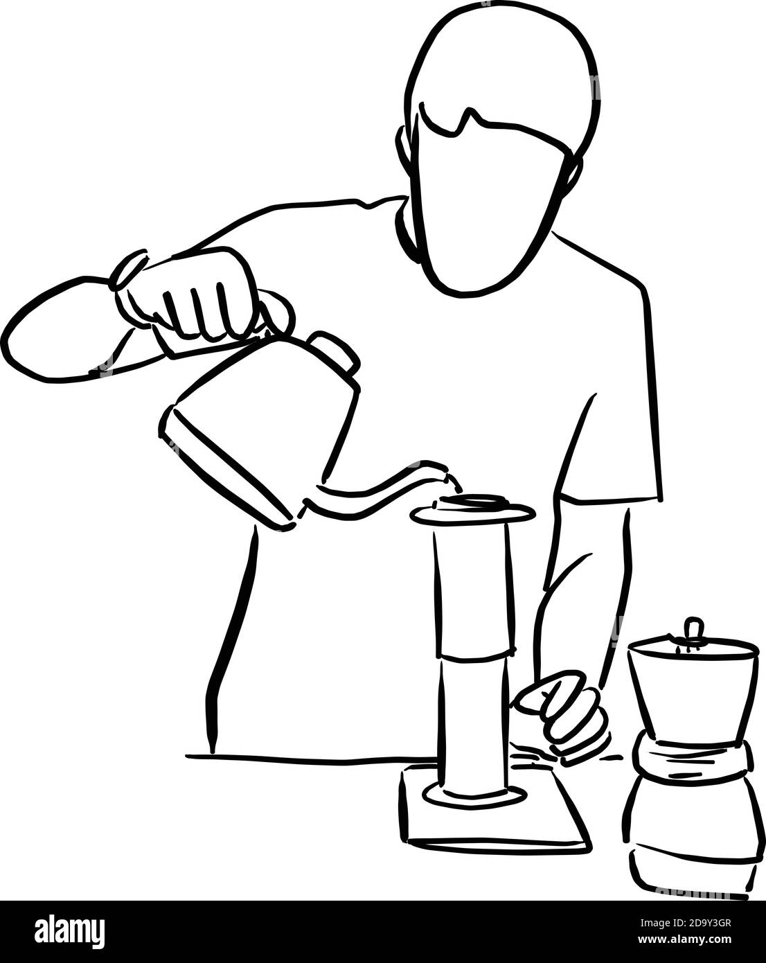 arista pouring fresh coffee through filter in modern cafe vector ...