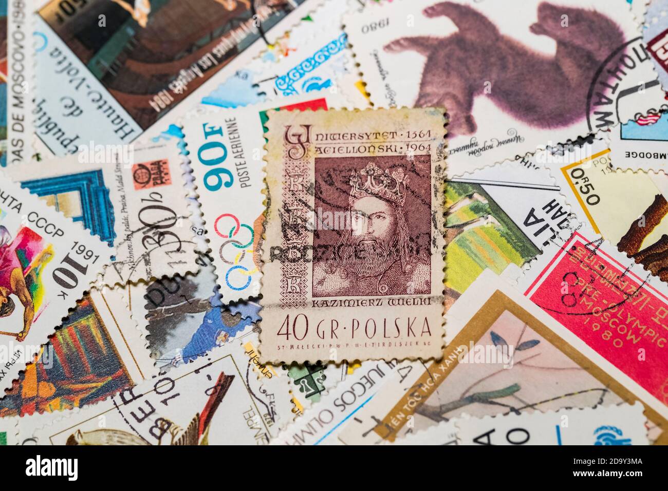 KHARKOV, UKRAINE - JUNE 23, 2020: Background of postage stamps used in ...