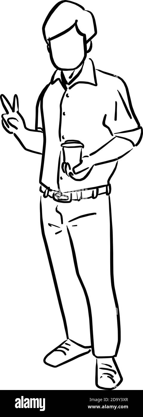 Businessman holding drink smiling Black and White Stock Photos & Images ...