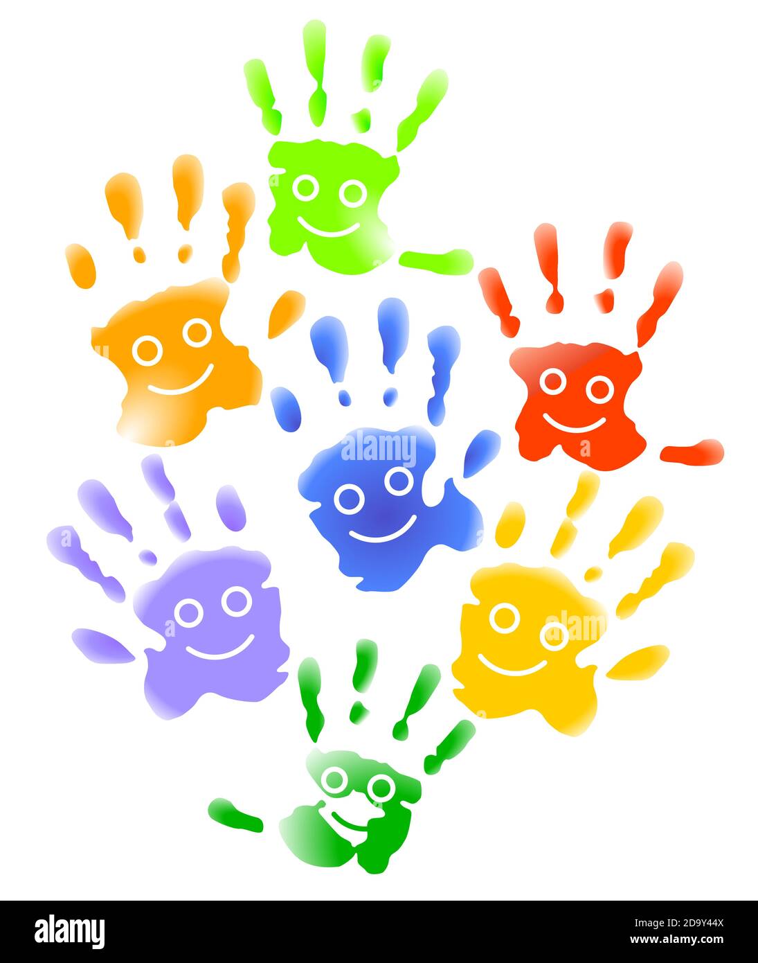 colorful joyful children hands illustration Stock Vector Image & Art ...