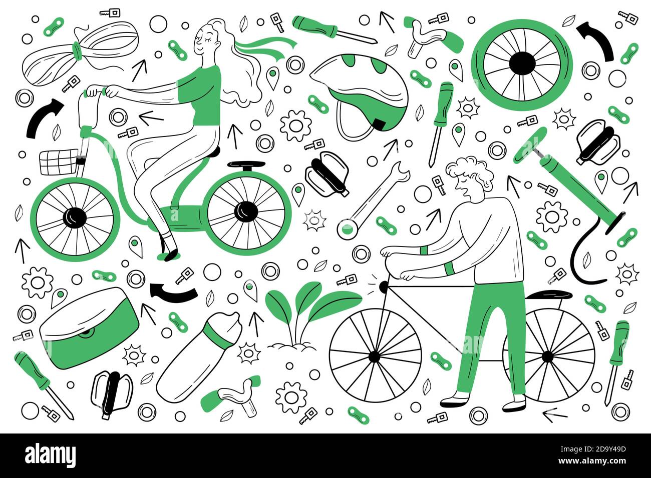 Bicycle Doodle Set Stock Vector Image Art Alamy