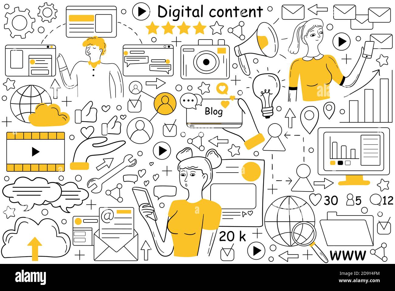 Doodle digital global network Cut Out Stock Images & Pictures - Alamy