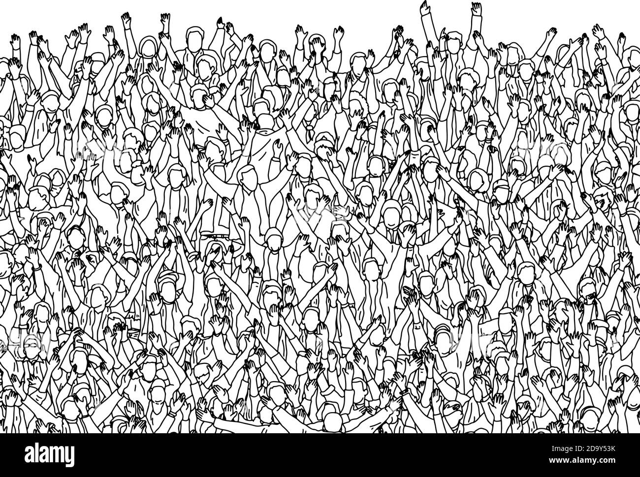 Raising hands people cheering Stock Vector Images - Alamy