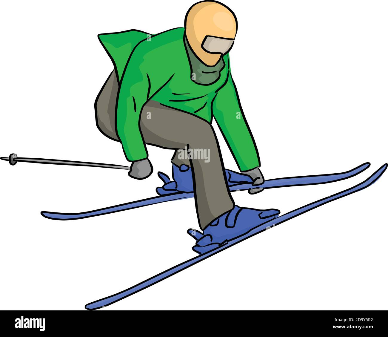 Skier jumping vector illustration sketch doodle hand drawn with black ...