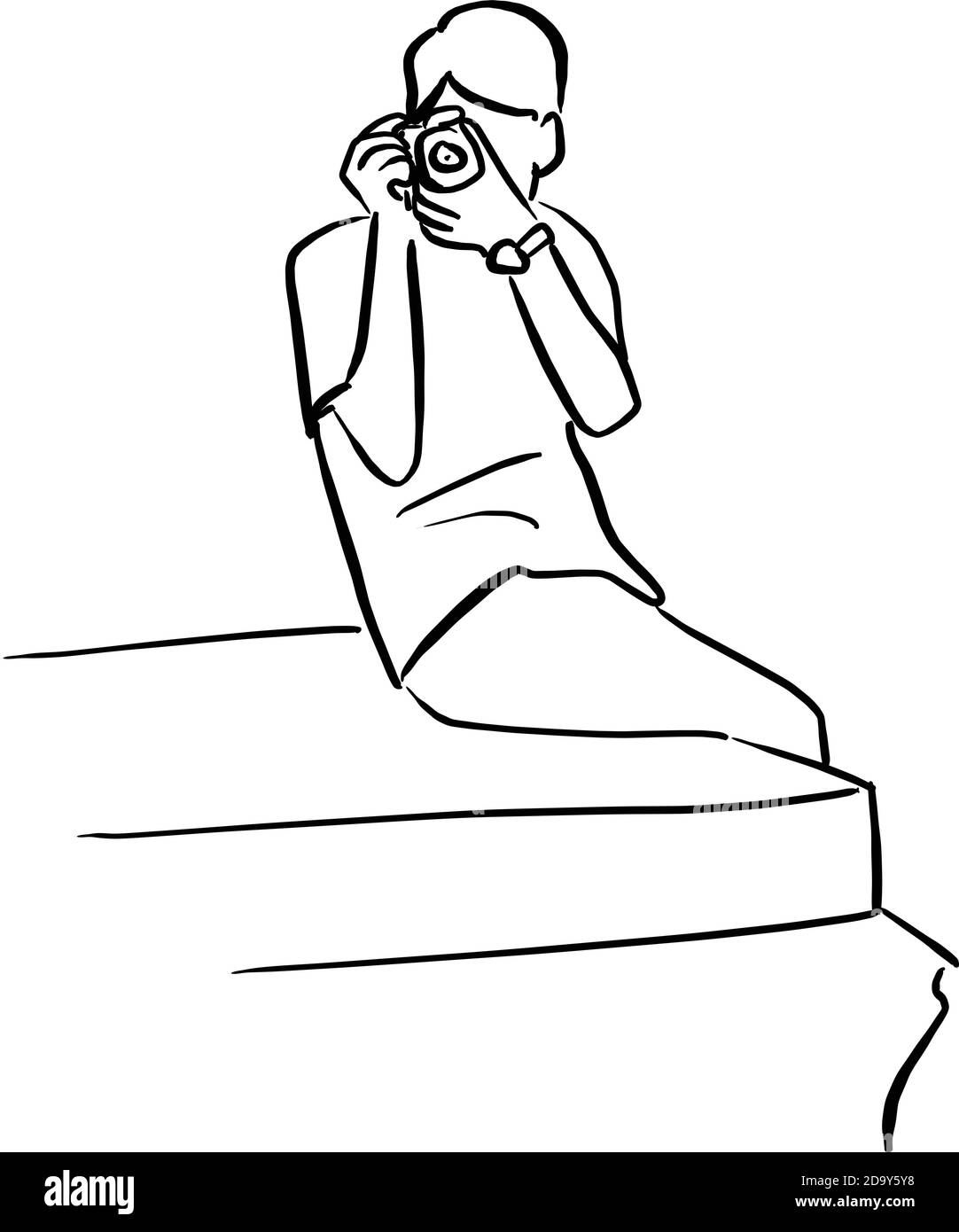 man taking a photograph vector illustration sketch doodle hand drawn ...