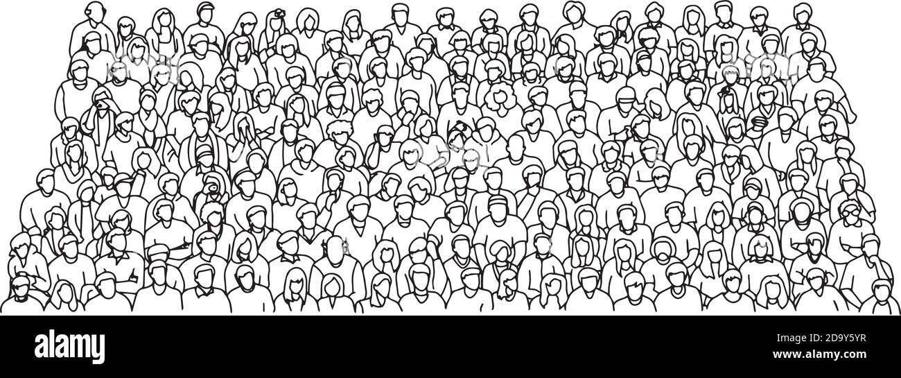 group of people crowded on stadium vector illustration sketch doodle ...