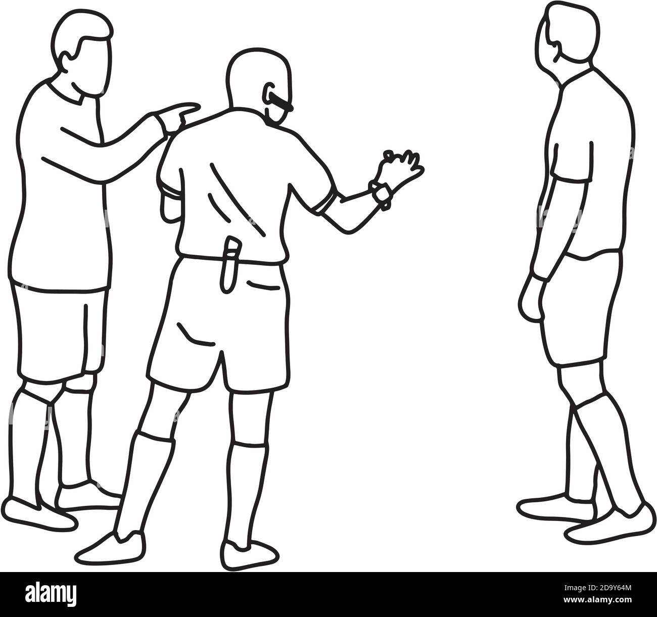 soccer player and referee vector illustration sketch doodle hand drawn ...