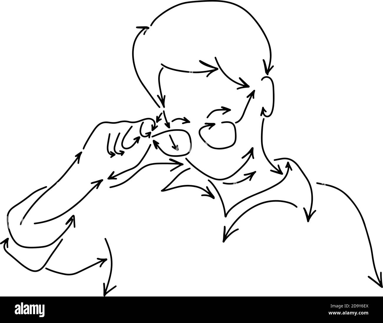 woman taking off glasses made from arrow vector illustration sketch ...