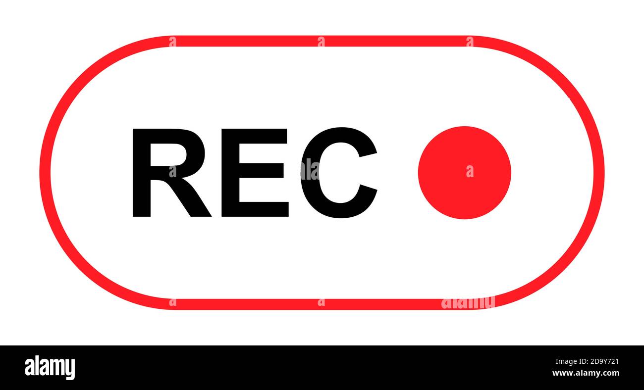Recording sign button, red app panel, rec, vector symbol isolated on ...