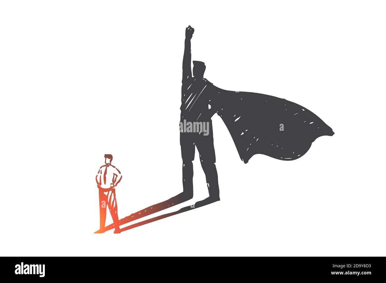 Personal development, leadership, ambition concept sketch. Hand drawn ...