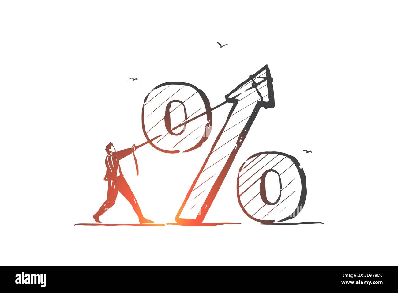 Interest rate, economy, bank loan percentage concept sketch. Hand drawn ...