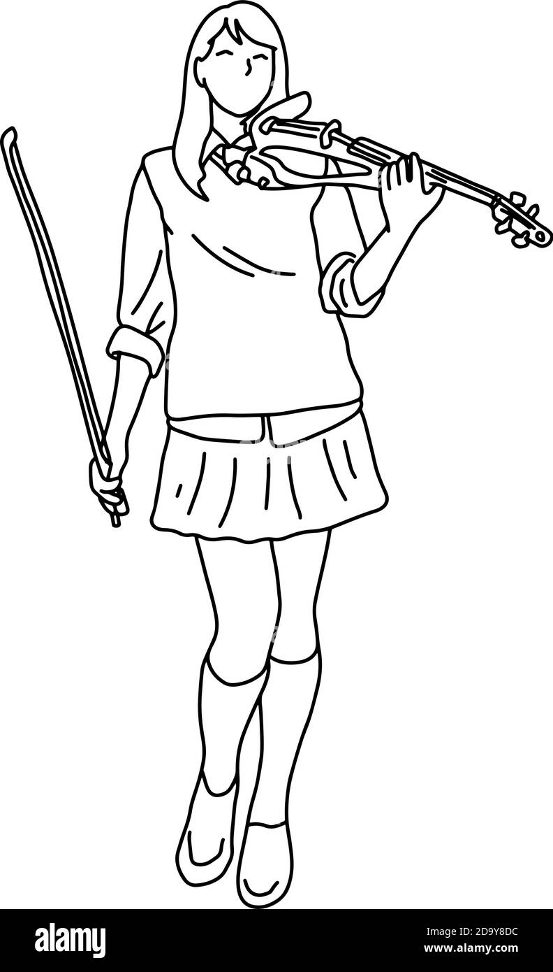 Woman fiddle player white background Stock Vector Images - Alamy