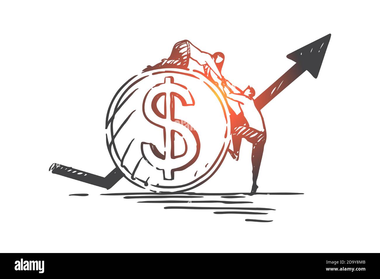 Financial support, partnership and teamwork concept sketch. Hand drawn ...