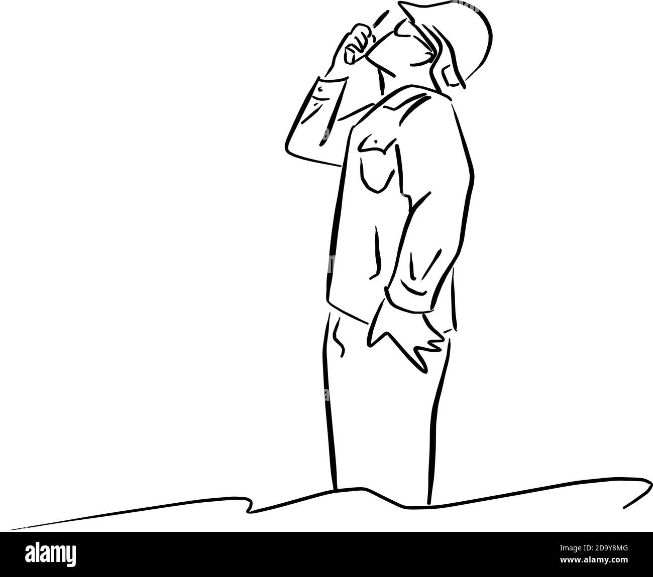 male engineer worker with hard hat using walkie talkie vector ...