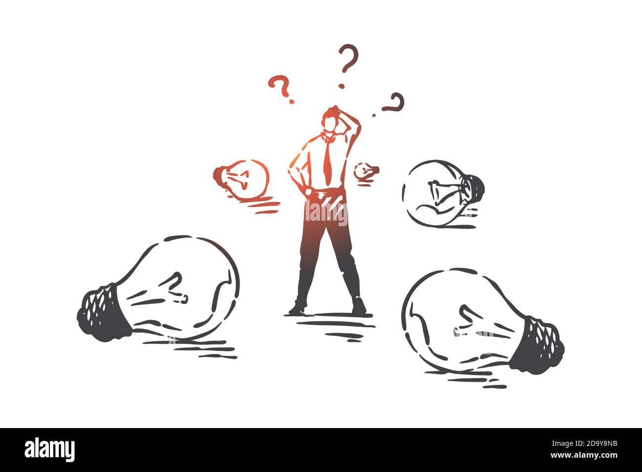 Business solution searching concept sketch. Hand drawn isolated vector ...