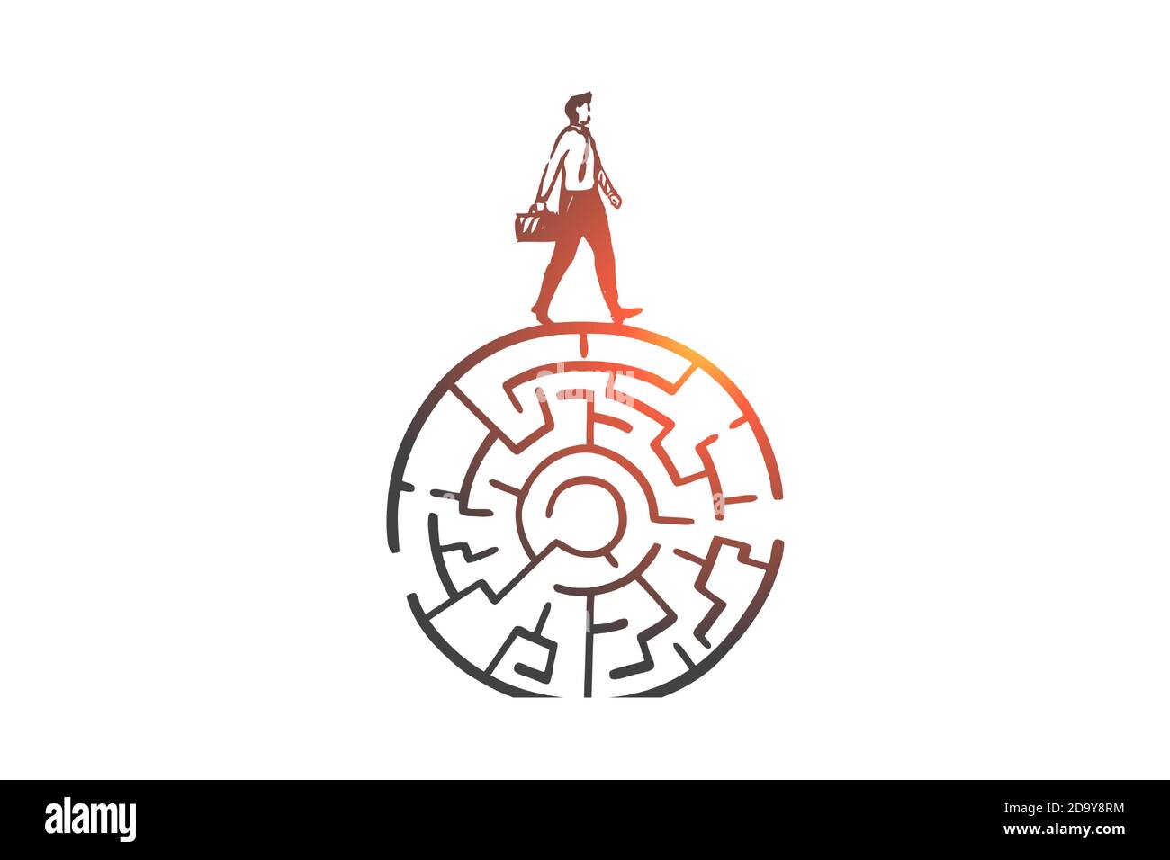 Problem solving, decision making concept sketch. Hand drawn isolated ...