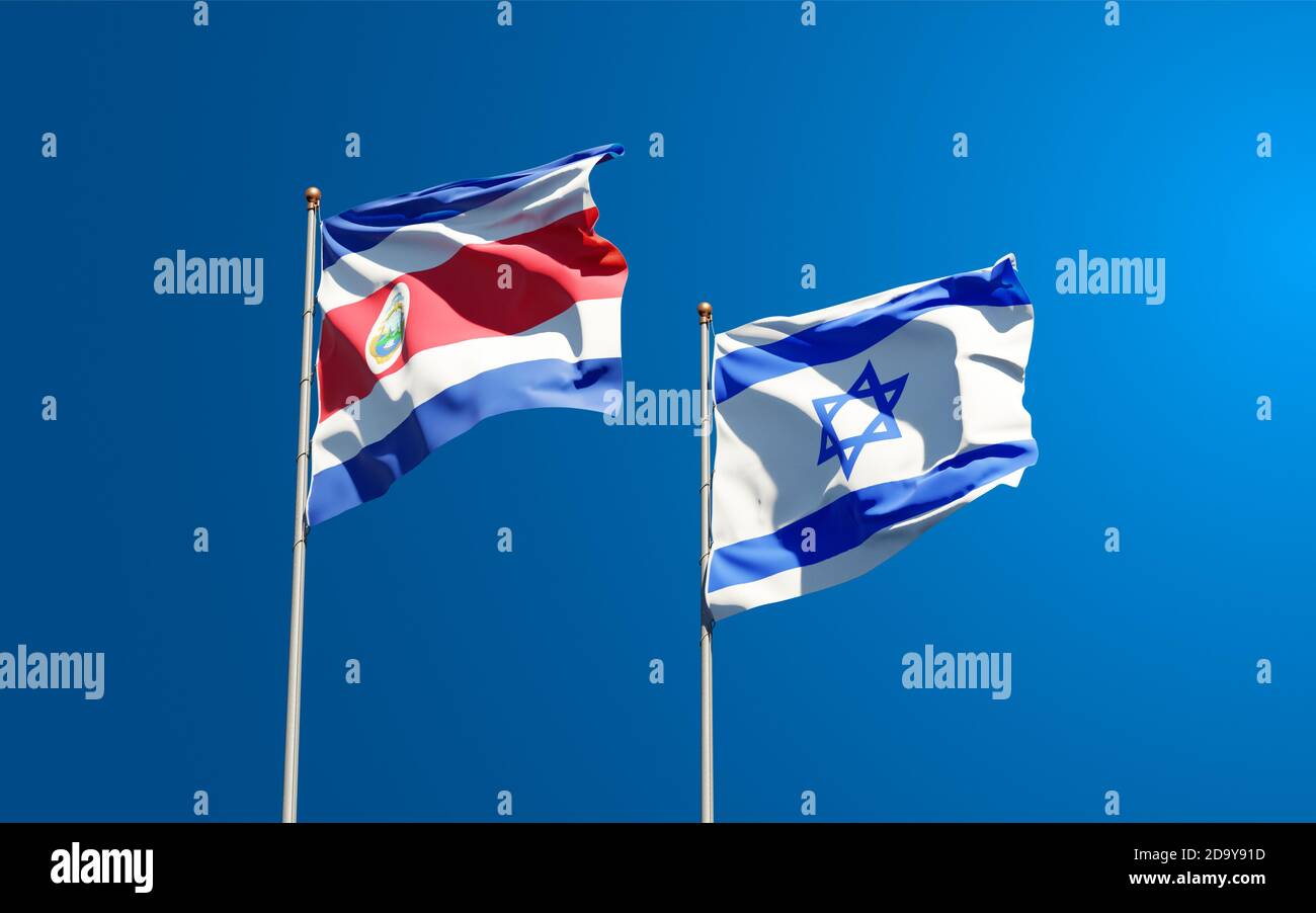 Beautiful national state flags of Israel and Costa Rica together at the ...