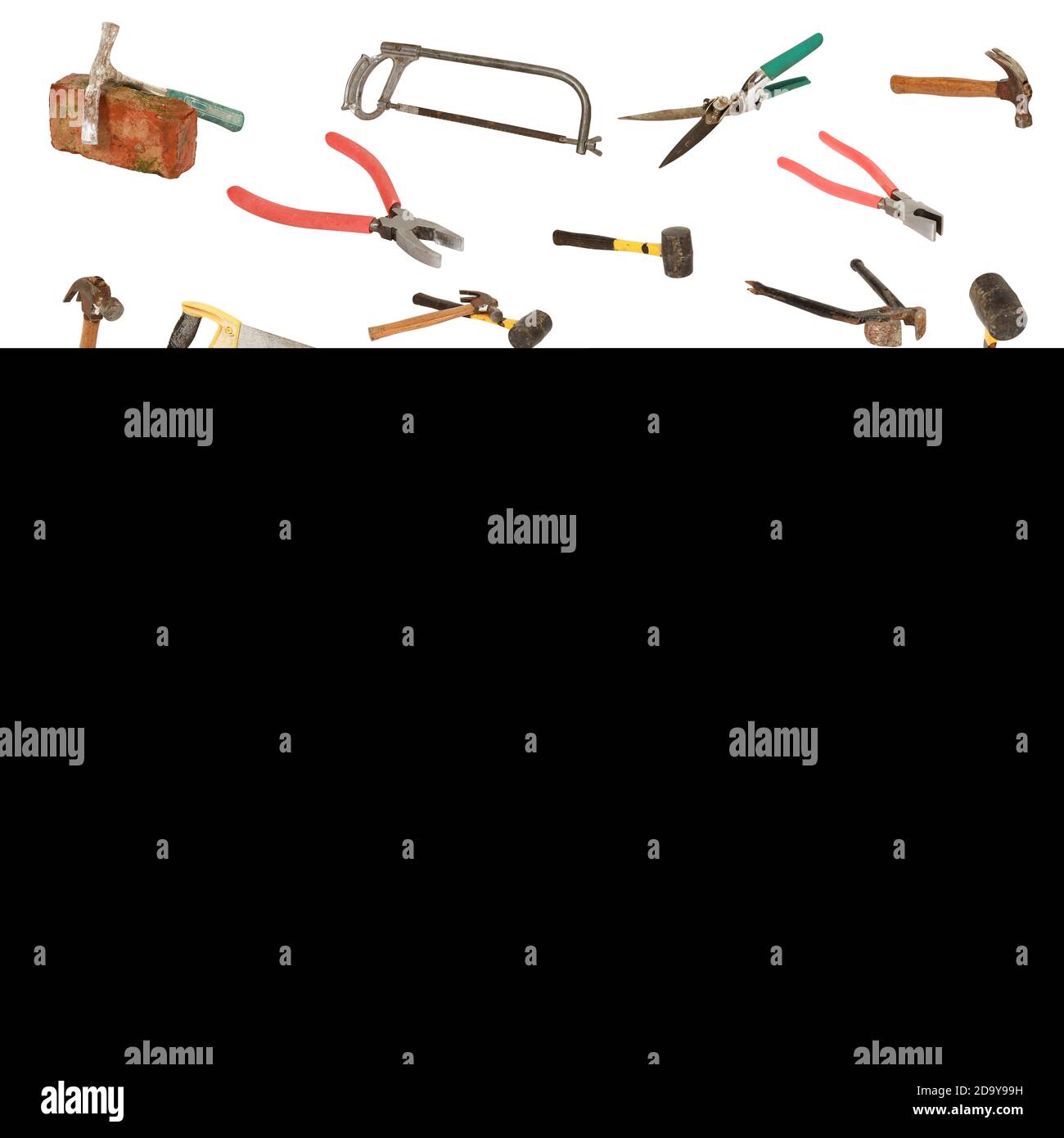 Collection of various industrial tools isolated on a white background ...