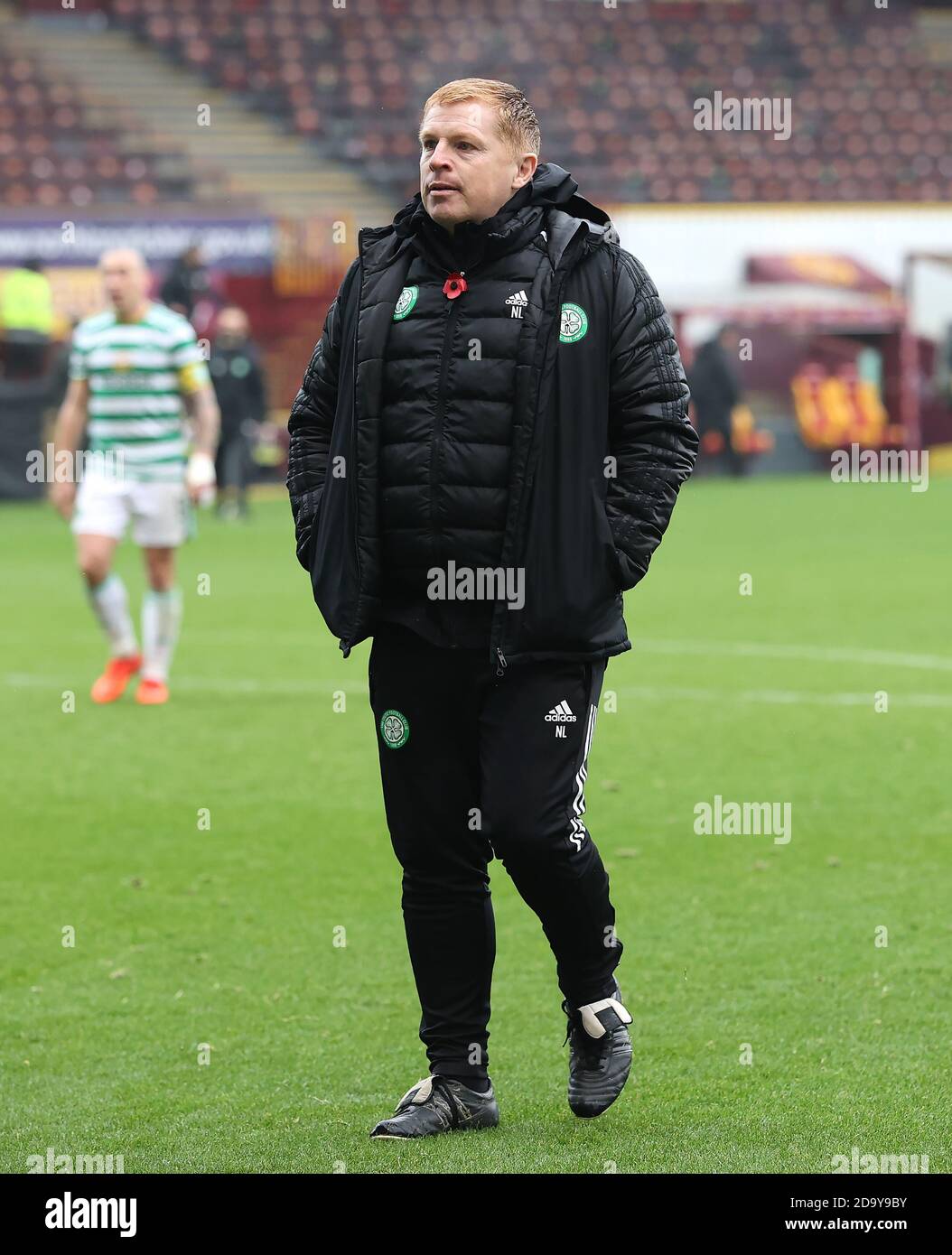 Celtic manager Neil Lennon leaves the pitch after the Scottish ...