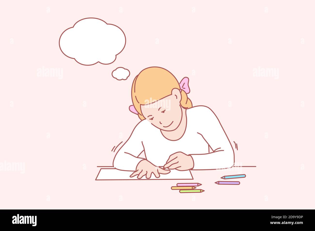 Creative, art, learning, hands, childhood, thought bubble concept Stock ...