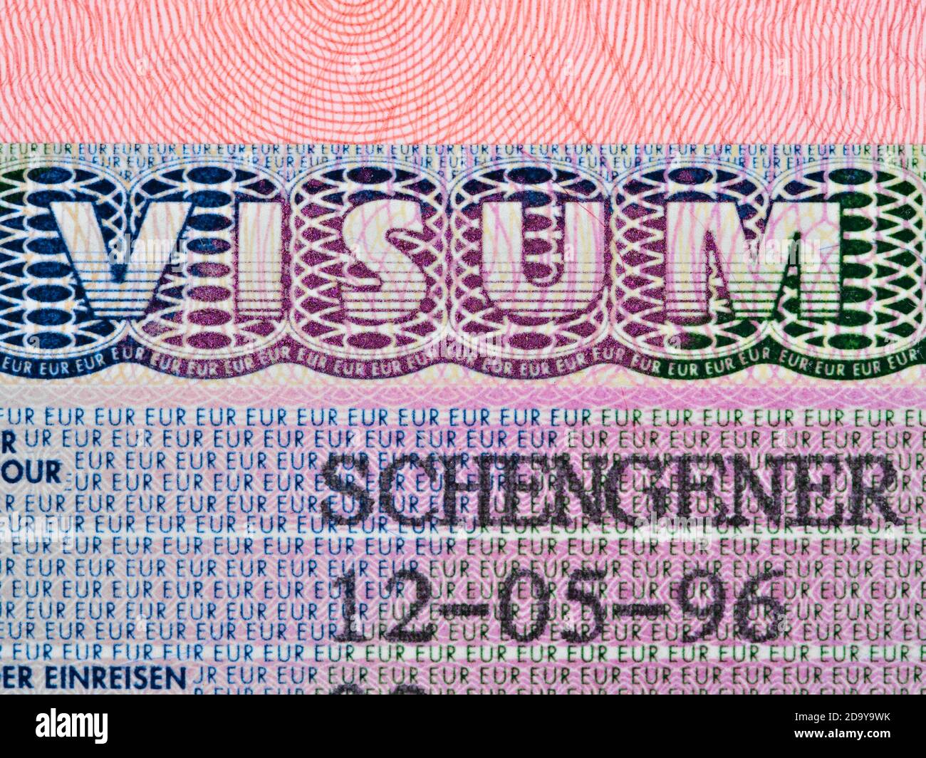 Schengen visa closeup macro, Germany Stock Photo - Alamy