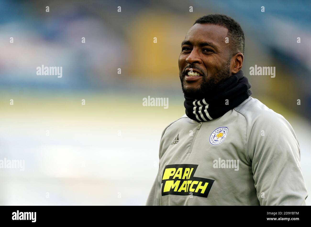 Leicester City's Wes Morgan warm up the Premier League match at the ...