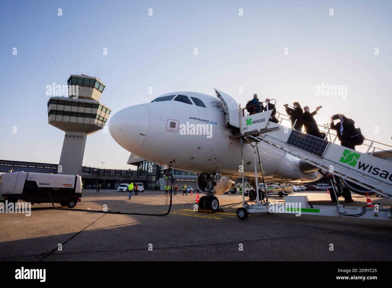 Berlin, Germany. 08th Nov, 2020. Passengers take photographs while ...