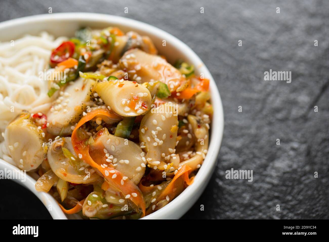 A homemade version of golbaengi muchim, which is a Korean dish for ...