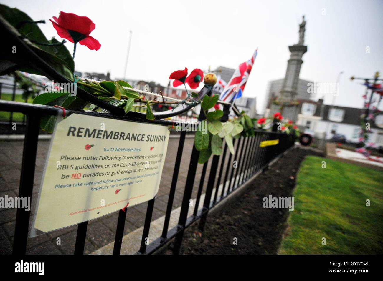 Saltcoats war memorial remembrance Sunday 2020 Stock Photo - Alamy