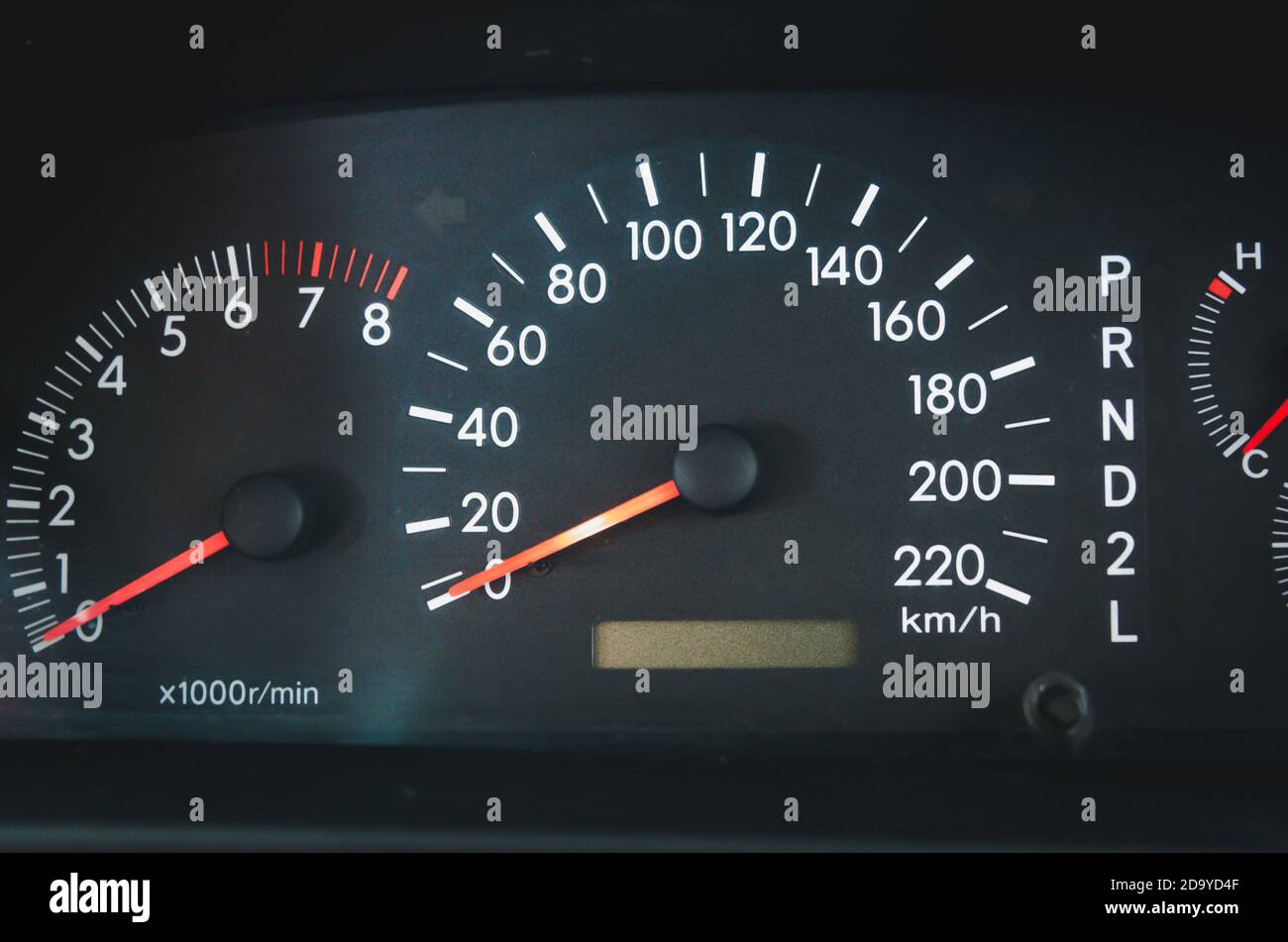 Closeup dashboard Car speed miles Stock Photo - Alamy