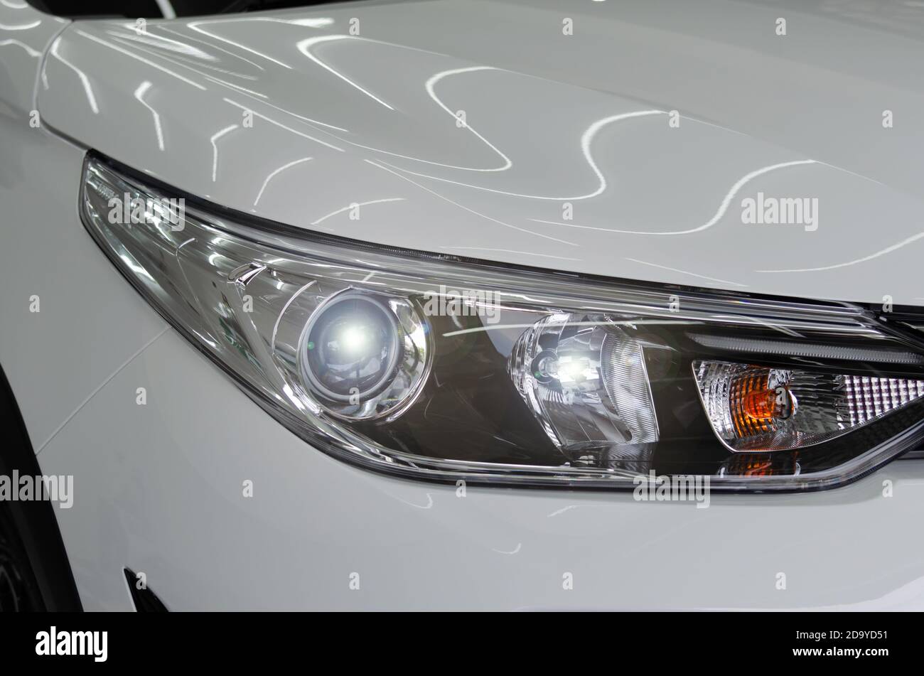 Modern luxury car headlight.The system of the car headlights is used to ...
